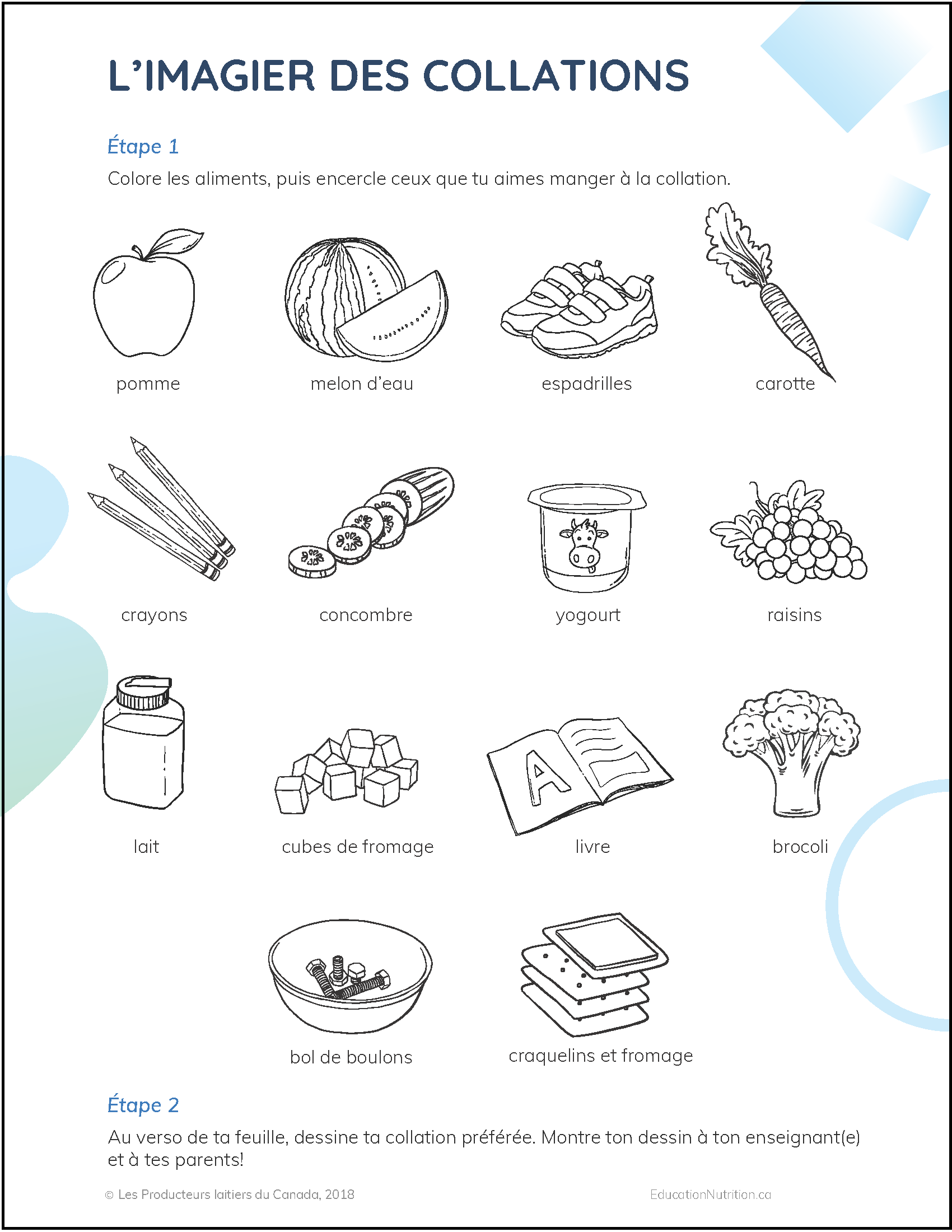 L’imagier des collations | Éducation Nutrition Québec