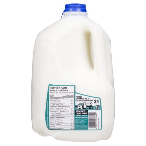 Blackwell Lait partiellement écrémé 2% M.G. 4L | Plaisirs laitiers