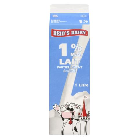 Reid's Dairy Lait partiellement écrémé 1% M.G. 1L | Plaisirs laitiers