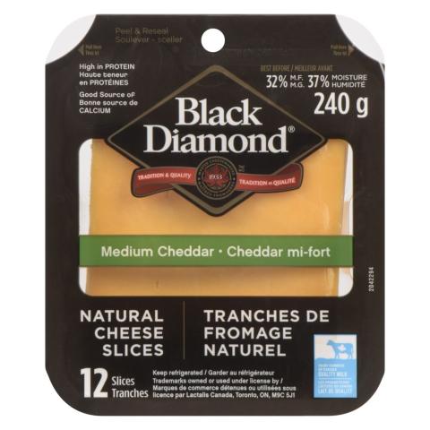 Black Diamond Cheddar mi-fort coloré tranché 240g | Plaisirs laitiers