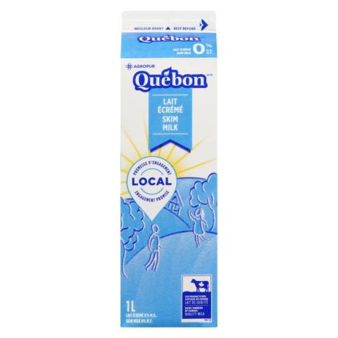 Québon Lait écrémé 0% M.G. 1L | Plaisirs laitiers