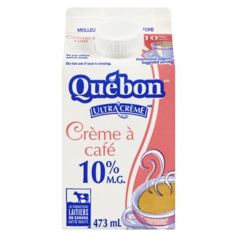 Québon Crème à café 10% M.G. 473ml | Plaisirs laitiers