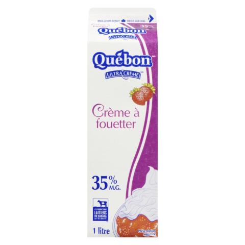 Québon Crème à fouetter 35% M.G. 1L | Plaisirs laitiers
