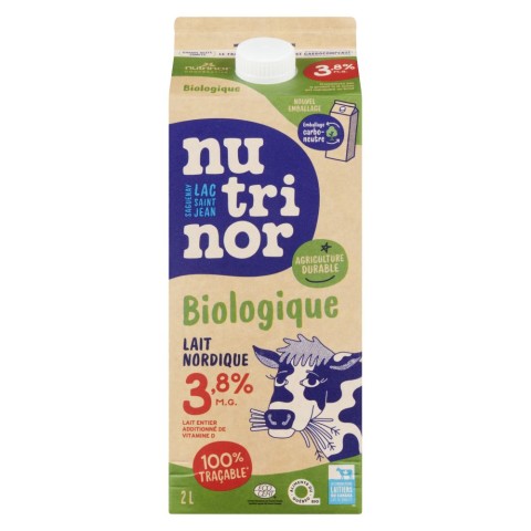 Nutrinor Lait nordique entier biologique 3.8% M.G. 2L | Plaisirs laitiers