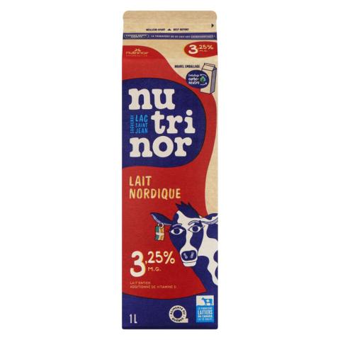 Nutrinor Lait nordique homogénéisé 3.25% M.G. 1L | Plaisirs laitiers