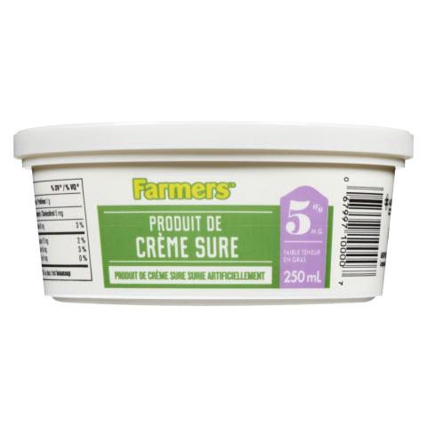Farmers Crème sure 5% M.G. 250ml | Plaisirs laitiers