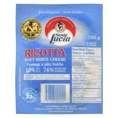 Santa Lucia Ricotta 500g | Plaisirs laitiers