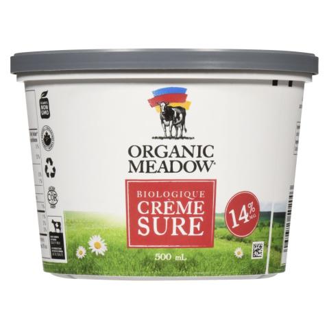Organic Meadow Crème sure biologique 14% M.G. 500ml | Plaisirs laitiers