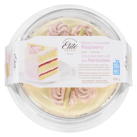 Elite Sweets Gâteau chocolat blanc et framboises 800g | Plaisirs laitiers